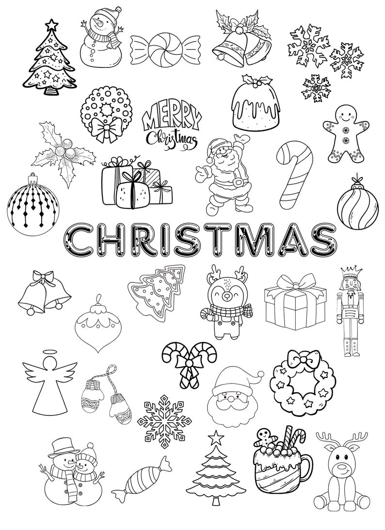 Christmas Themed Coloring Book - Etsy