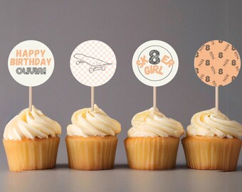 Skate Birthday Cupcake Toppers | Instant Download | Editable Cake ...