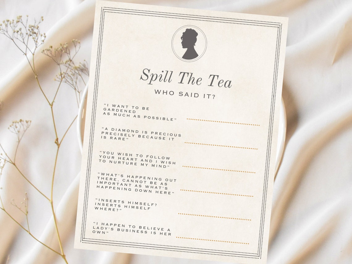 Bridgerton Party Game Card | Digital Download | Fully Editable Template ...