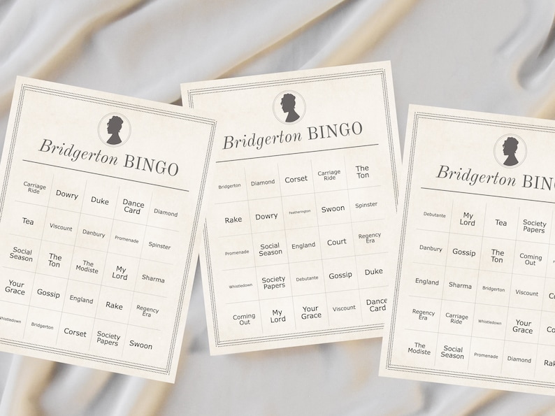 Bridgerton Party Game Card | Digital Download | 30 Bingo Cards With ...