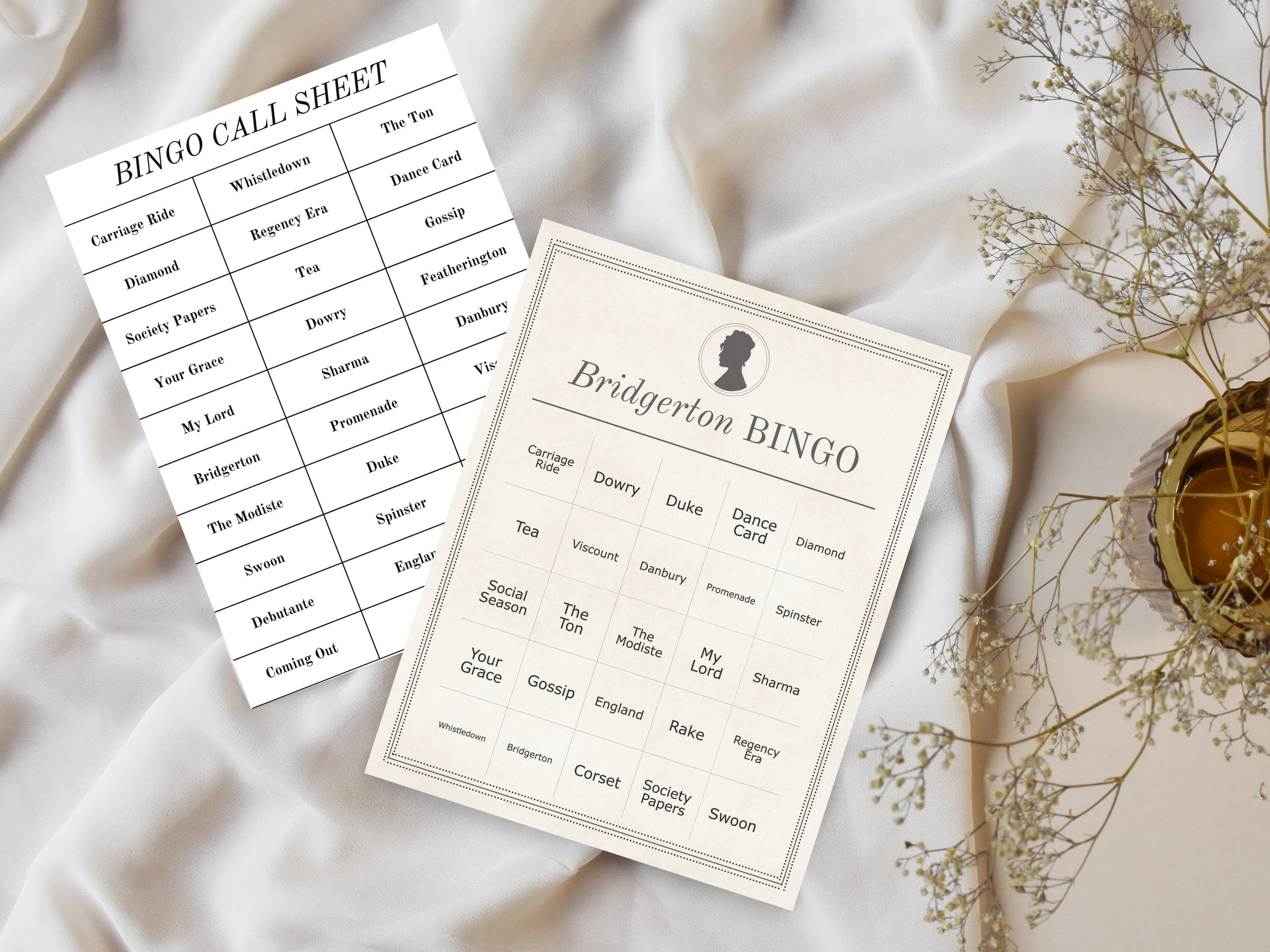 Bridgerton Party Game Card | Digital Download | 30 Bingo Cards With ...