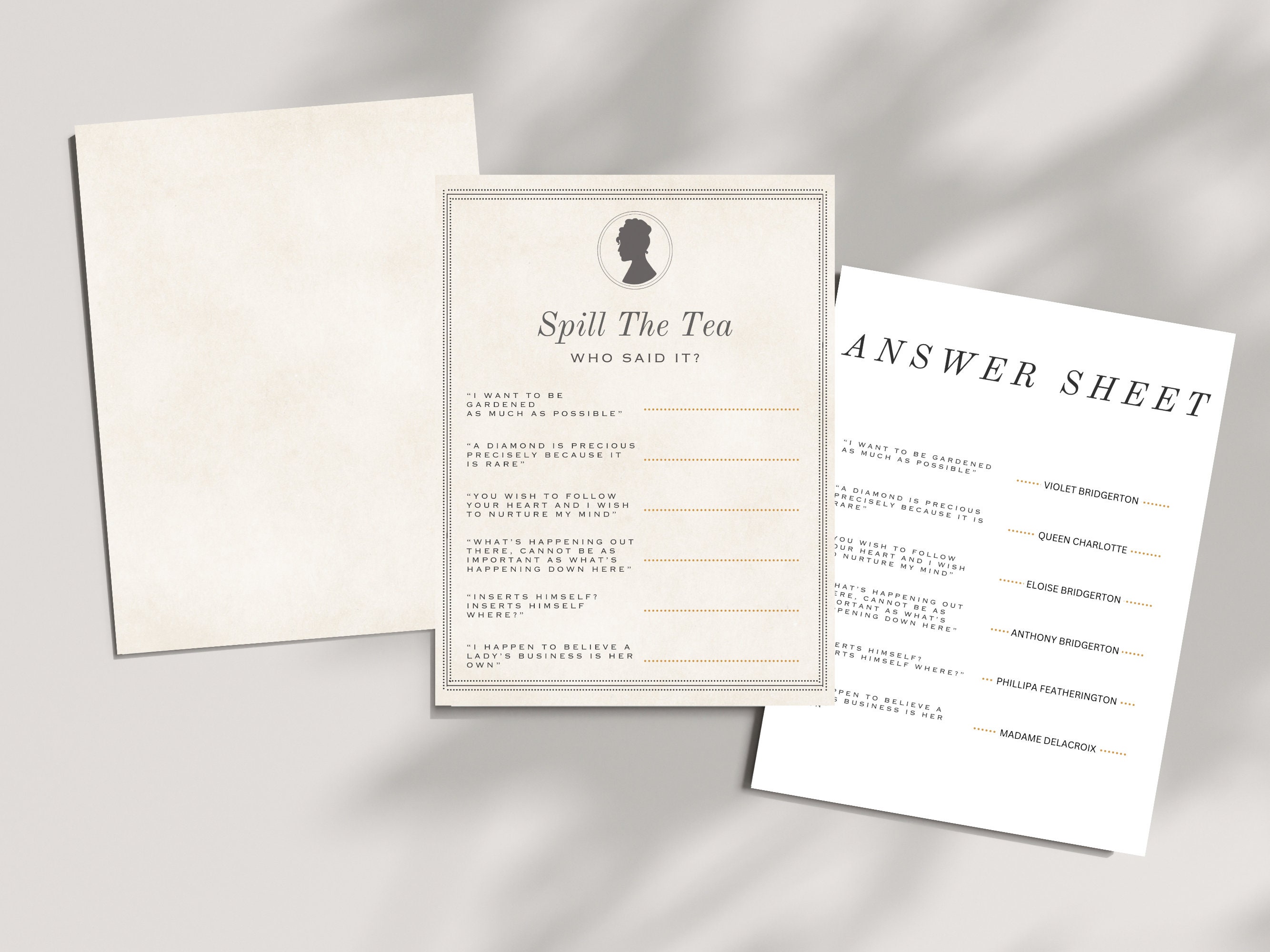 Bridgerton Party Game Card | Digital Download | Fully Editable Template ...