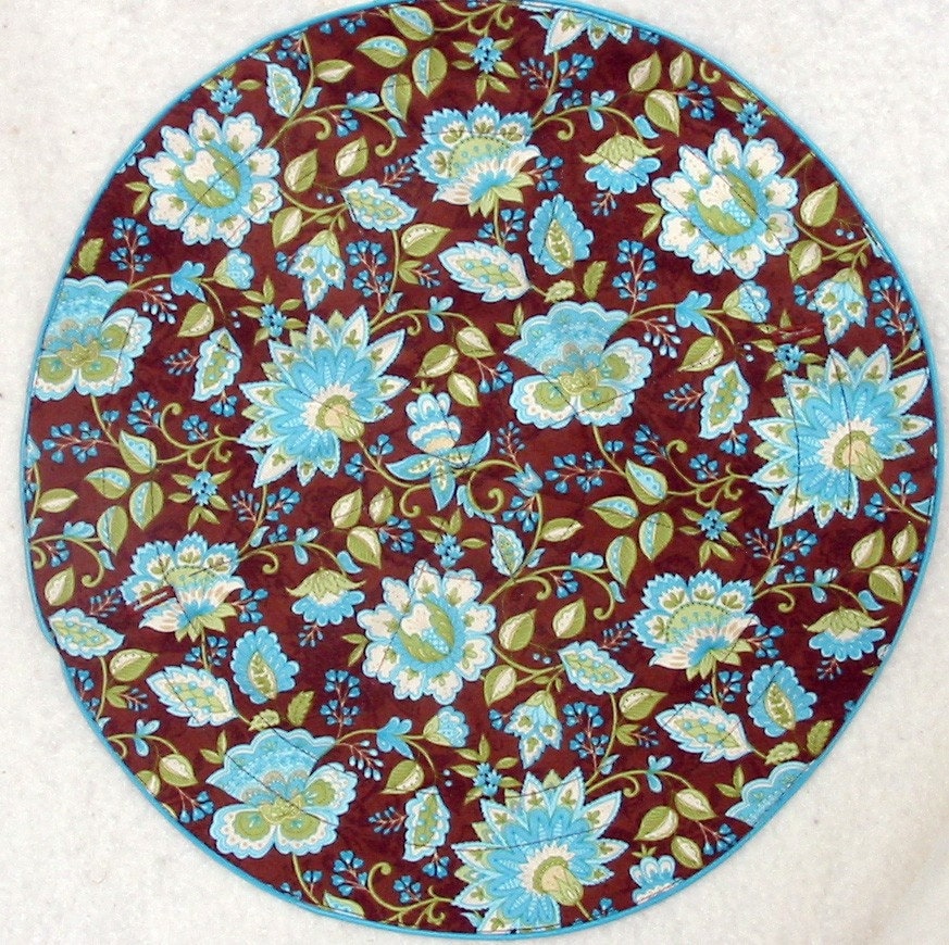 Fancy Floral Jewelry Pouch Travel Organizer in brown aqua and | Etsy