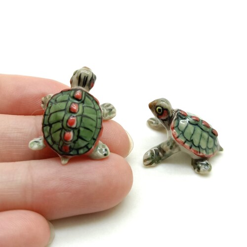 Set of 4 Sea Turtle Ceramic Figurine Animal Brown Statue - Etsy