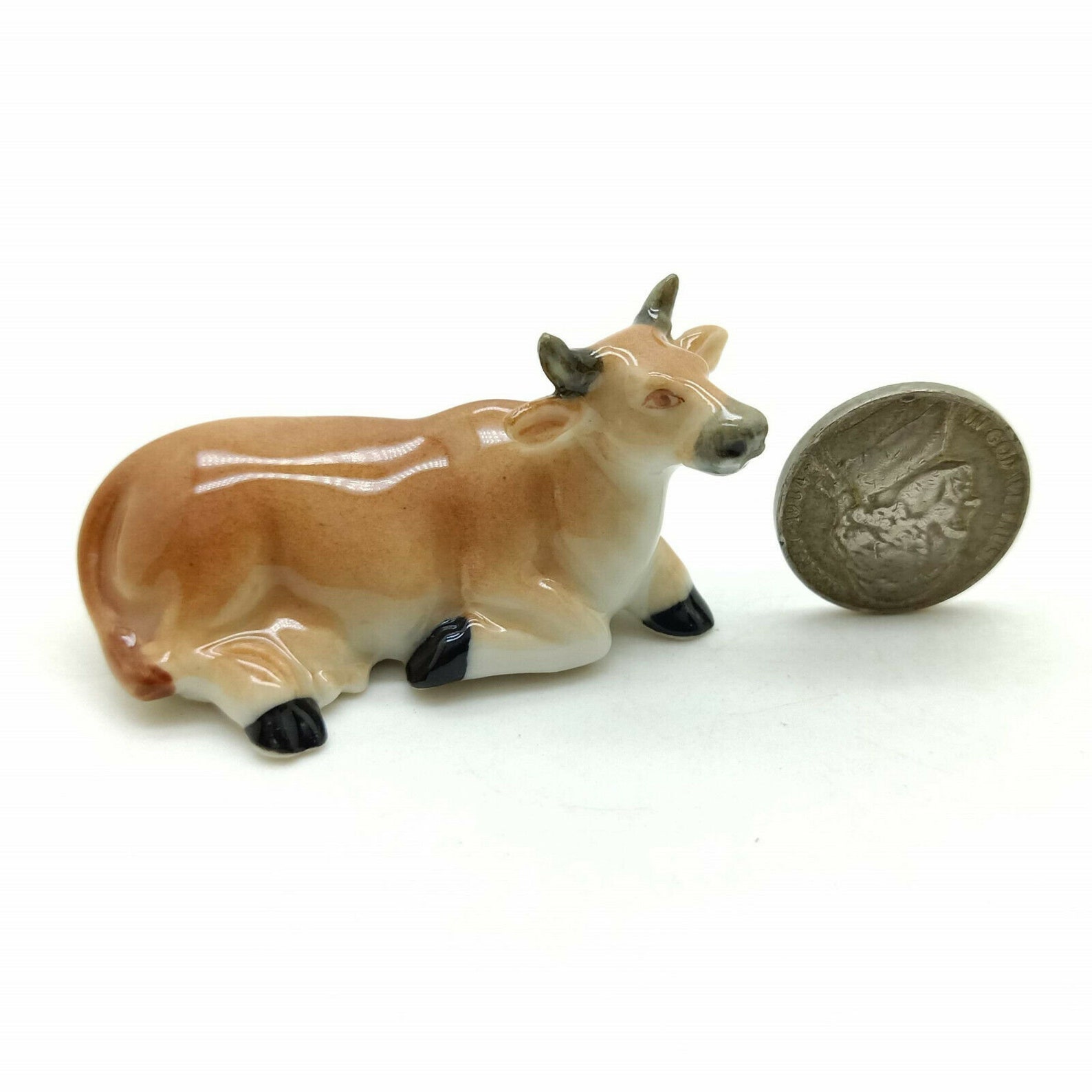 Set of 2 Cows Ceramic Figurine Animal Miniature Statue - Etsy UK