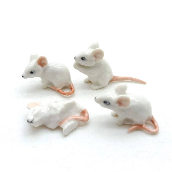 Collectibles Mice 4 BROWN MOUSE RAT MICE CERAMIC STATUE POTTERY ...