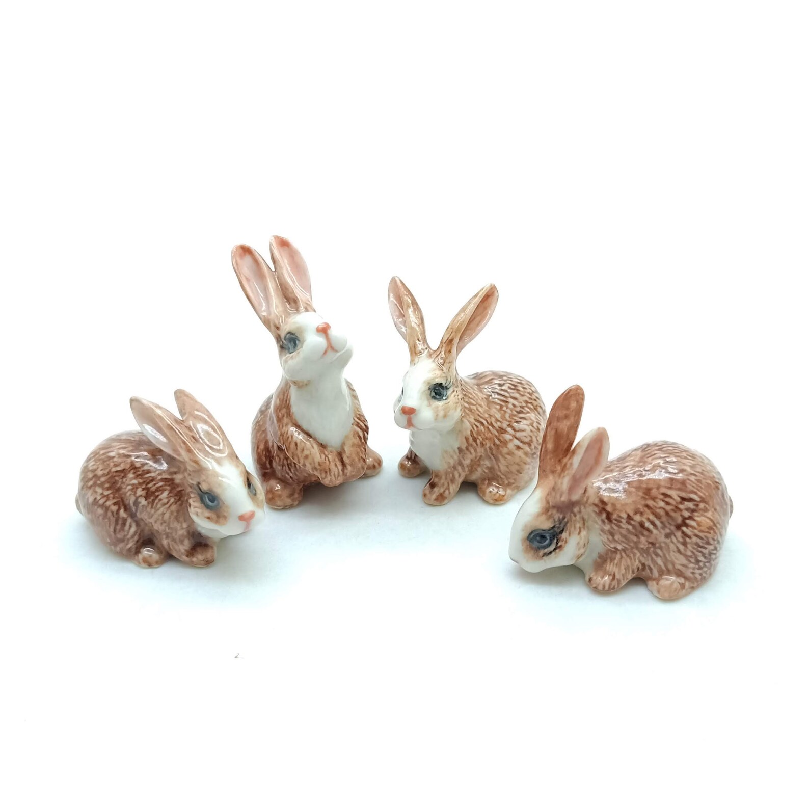 Set of 4 Bunny Rabbit Ceramic Figurine Animal Statue - Etsy