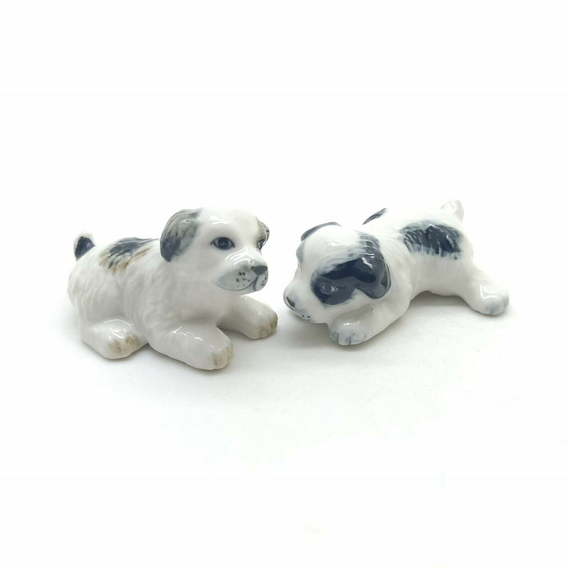 Set of 4 Puppy Saint Bernard Dog Figurine Ceramic Animal | Etsy