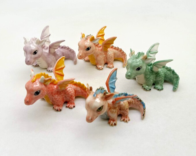 Little Dragon Ceramic Figurine, Fantasy Mythical Legendary Creature ...