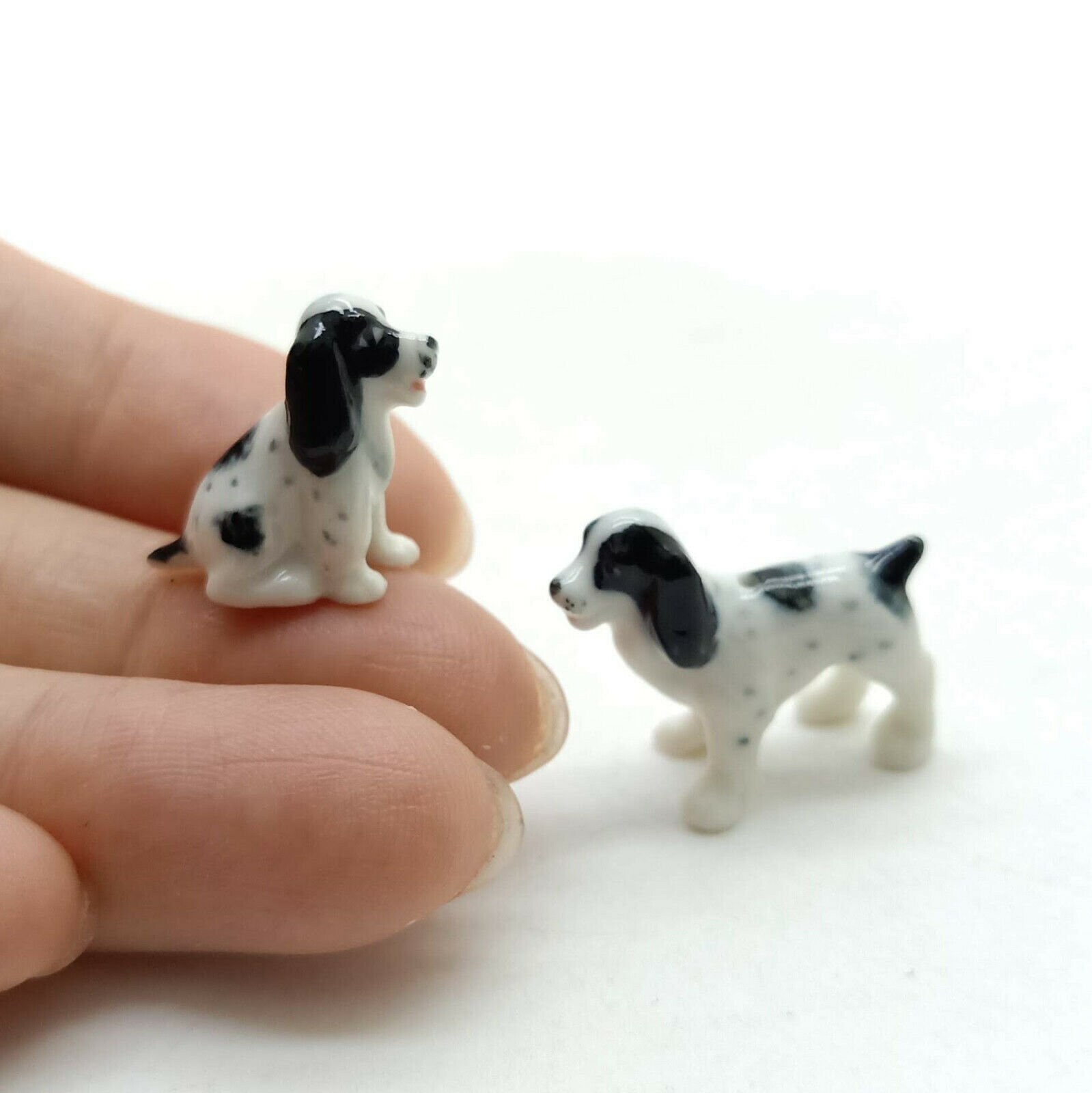 Set 2 Tiny English Springer Spaniel Dog Ceramic Figurine | Etsy