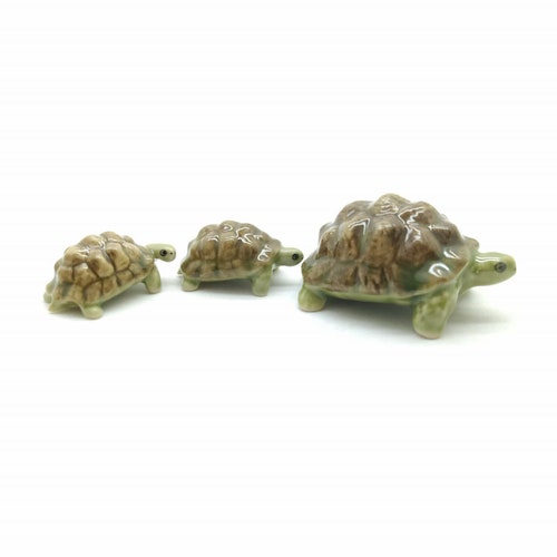 Set of 4 Sea Turtle Ceramic Figurine Animal Brown Statue - Etsy