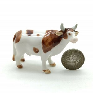 Set of 2 Cows Ceramic Figurine Animal Miniature Statue - Etsy UK
