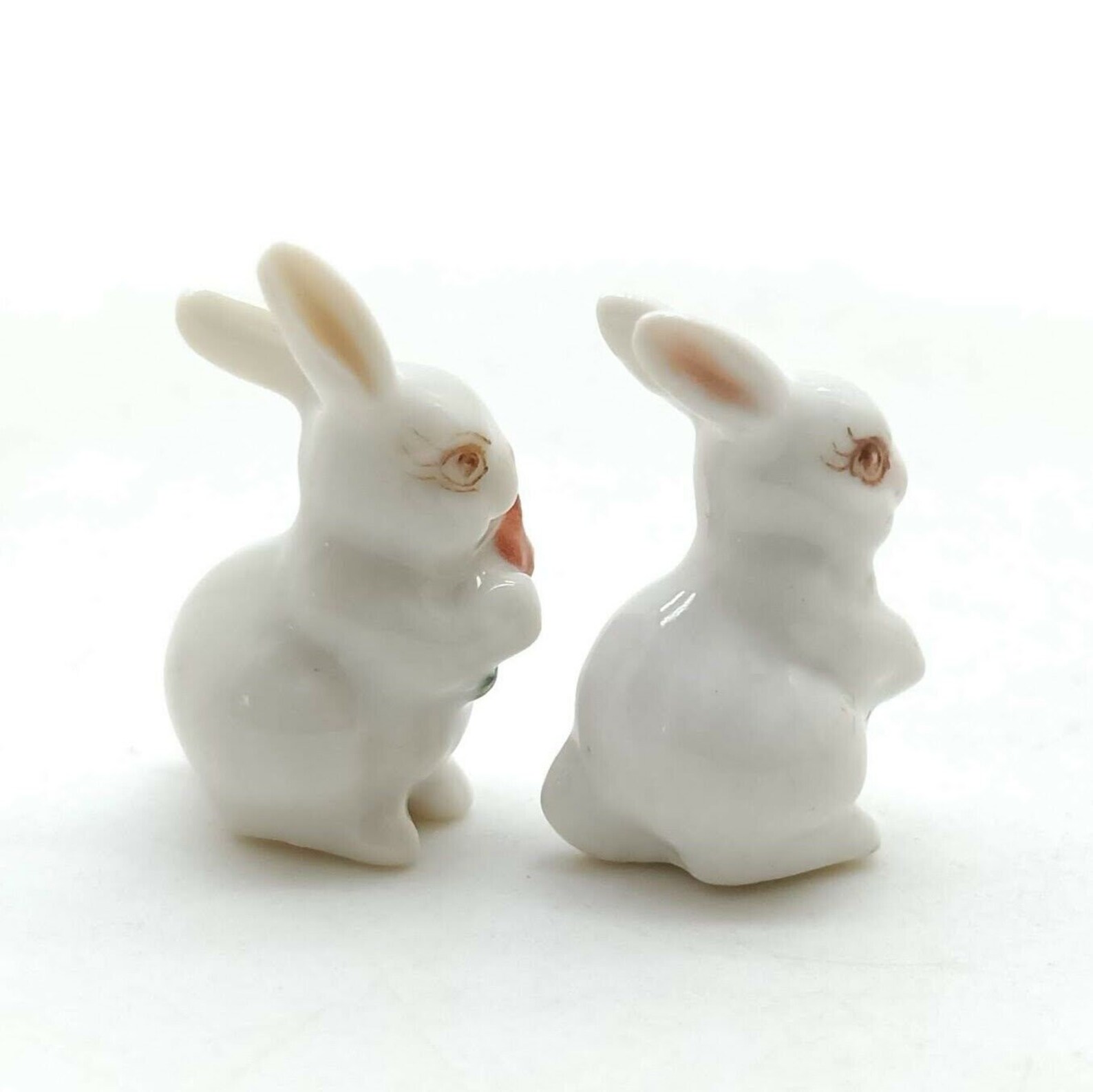 Set of 2 Tiny White Rabbit Figurine Ceramic Animal Dollhouse - Etsy