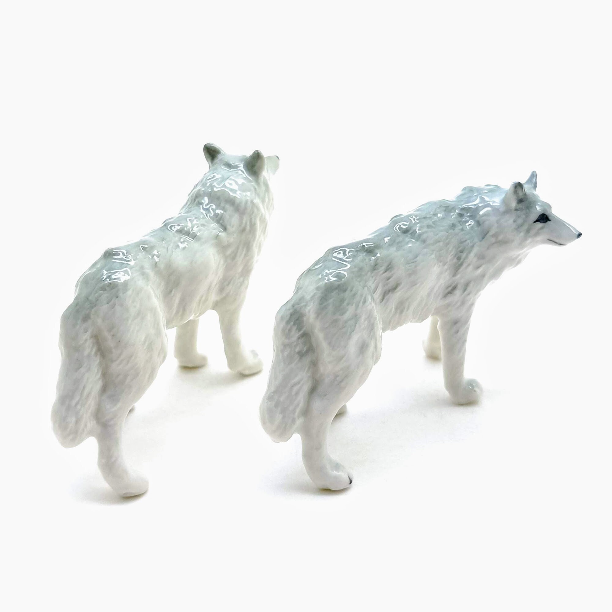 Set of 2 Wolf Wolves Ceramic Figurine Animal Gray Grey Statue - Etsy Canada