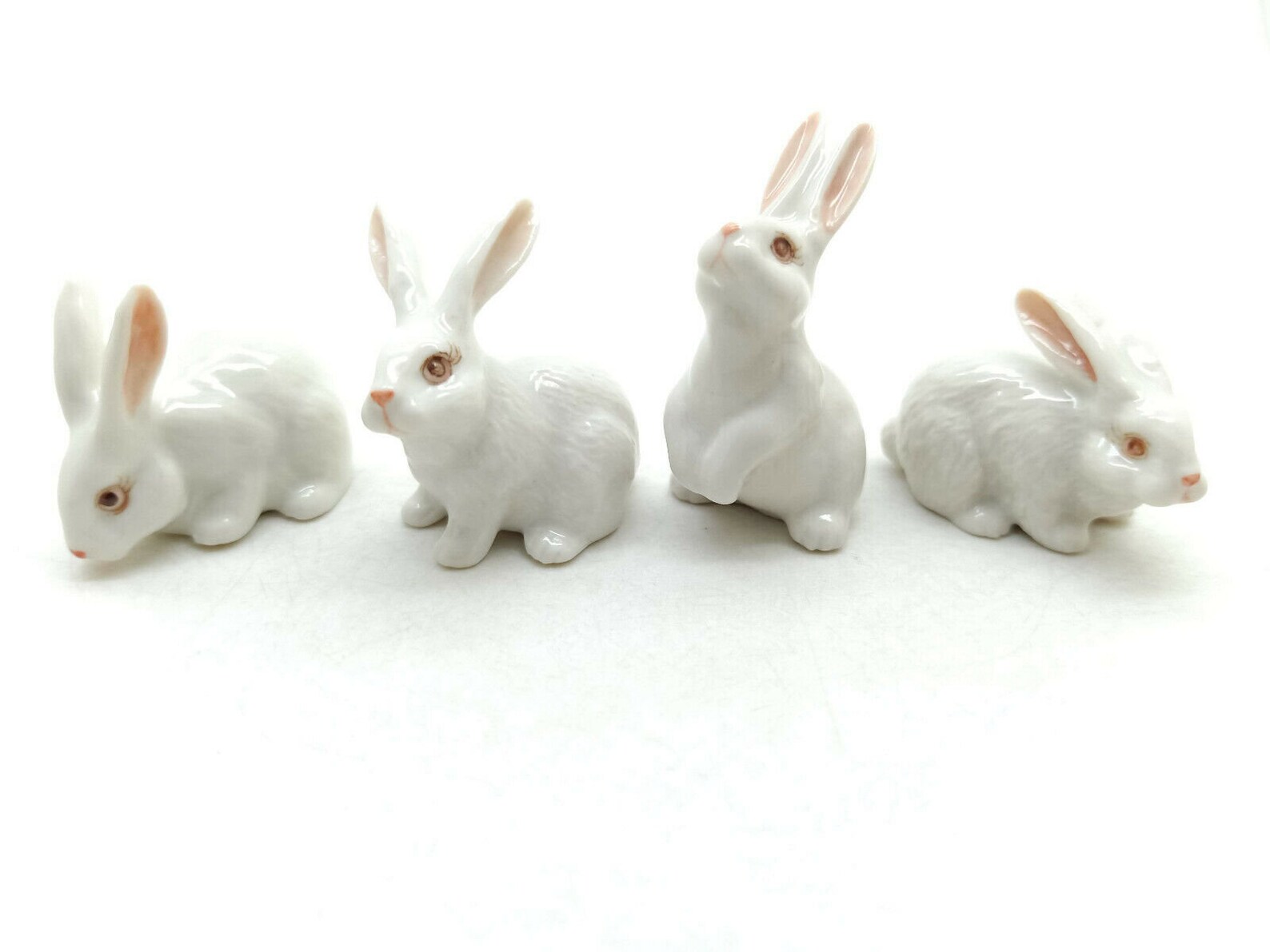Set of 4 Bunny Rabbit Ceramic Figurine Animal Statue - Etsy