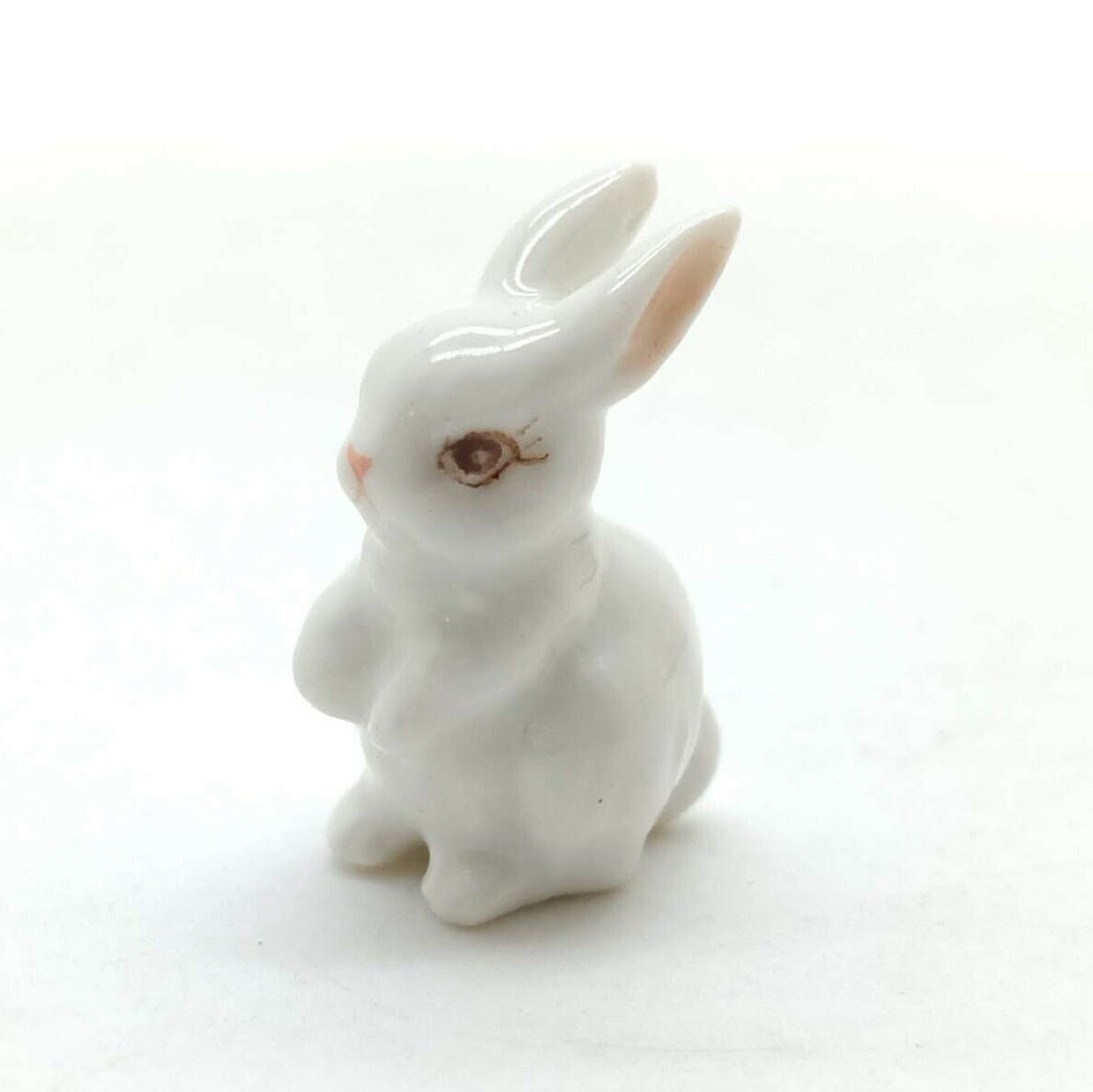 Set of 2 Tiny White Rabbit Figurine Ceramic Animal Dollhouse - Etsy