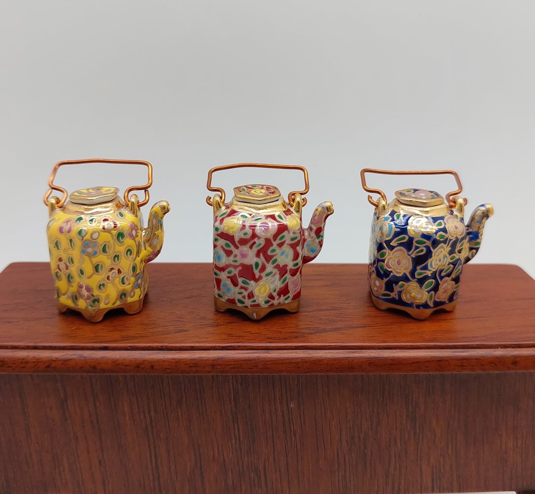 Ceramic Porcelain Miniature Chinese Teapot With Copper Handle ...