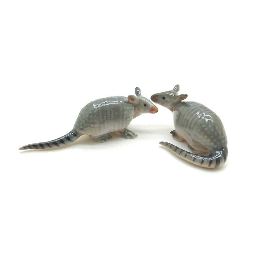 Set of 2 Armadillo Ceramic Figurine Animal Miniature Statue - Etsy
