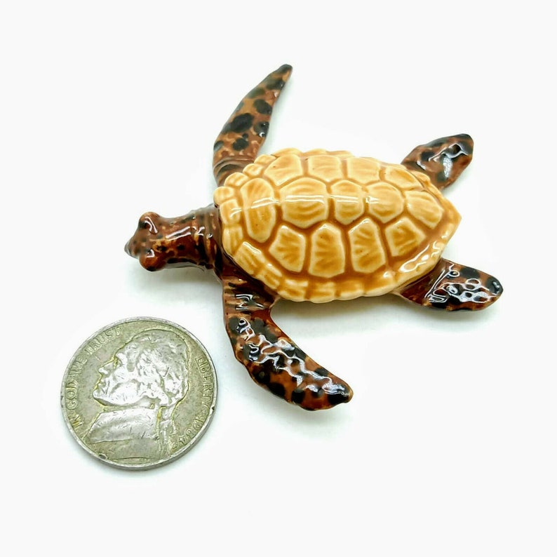Set of 4 Sea Turtle Ceramic Figurine Animal Brown Statue - Etsy