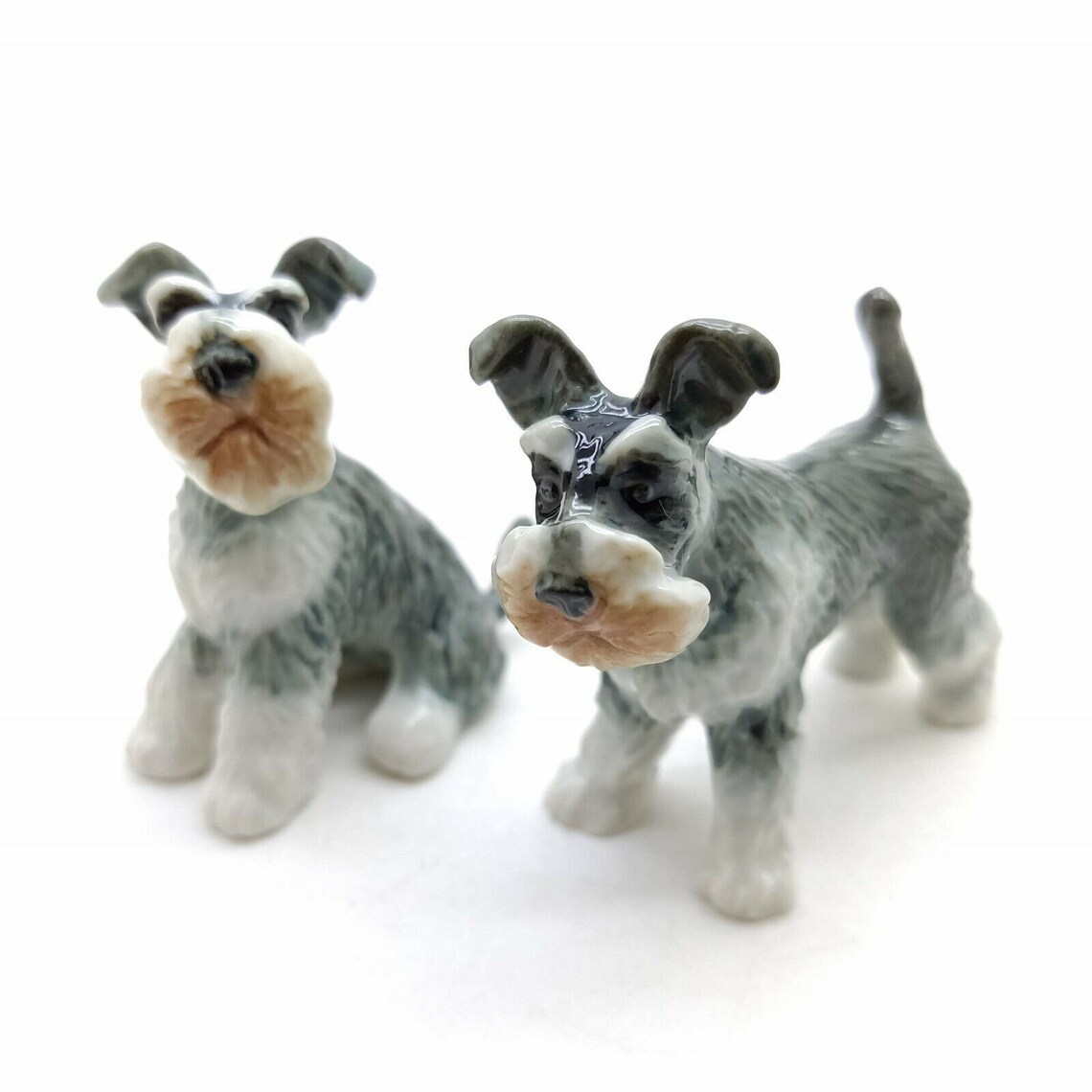 Set of 4 Schnauzer Dog Figurine Ceramic Animal Statue | Etsy