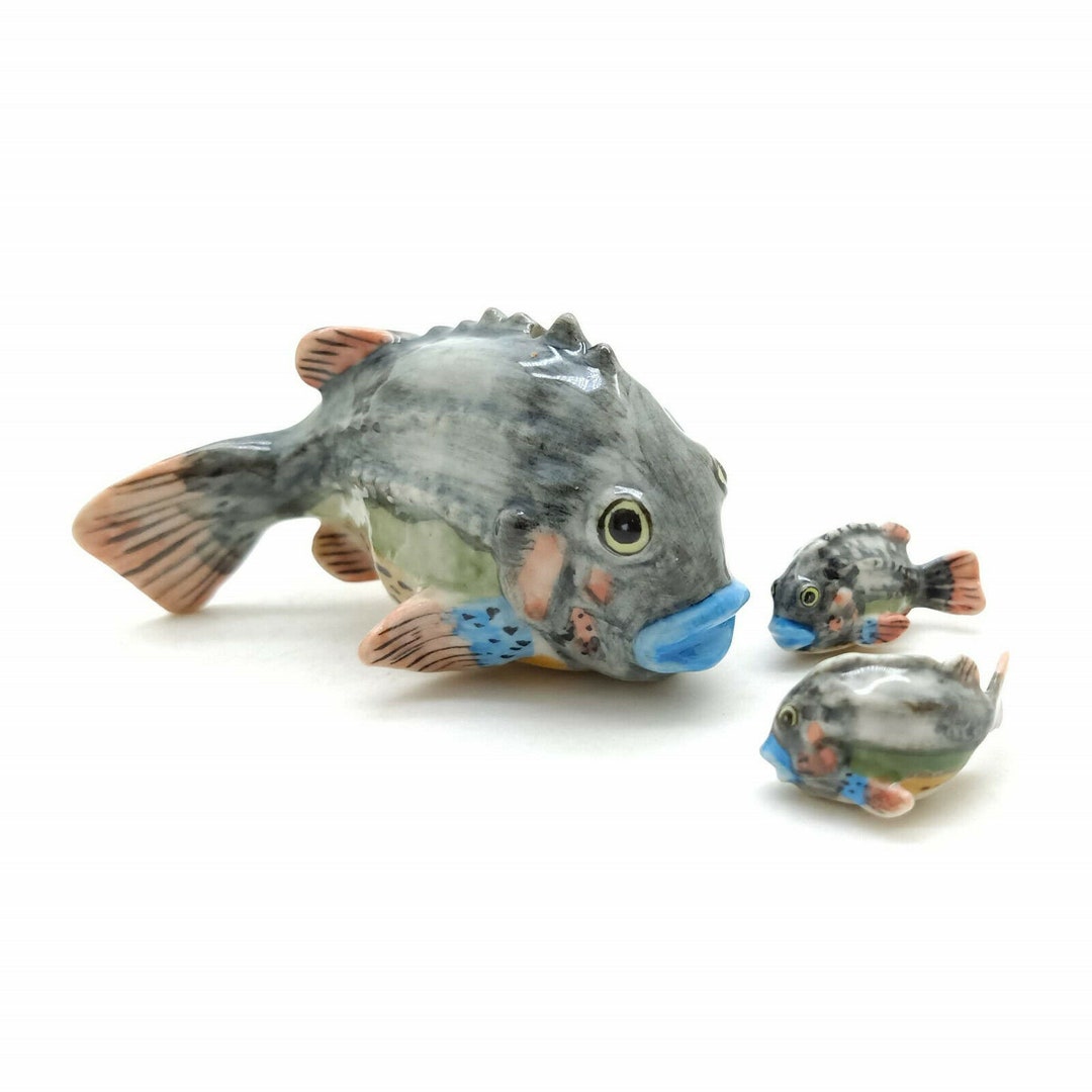 Set of 3 Lumpfish Fish Ceramic Figurine Animal Lumpsucker Miniature ...