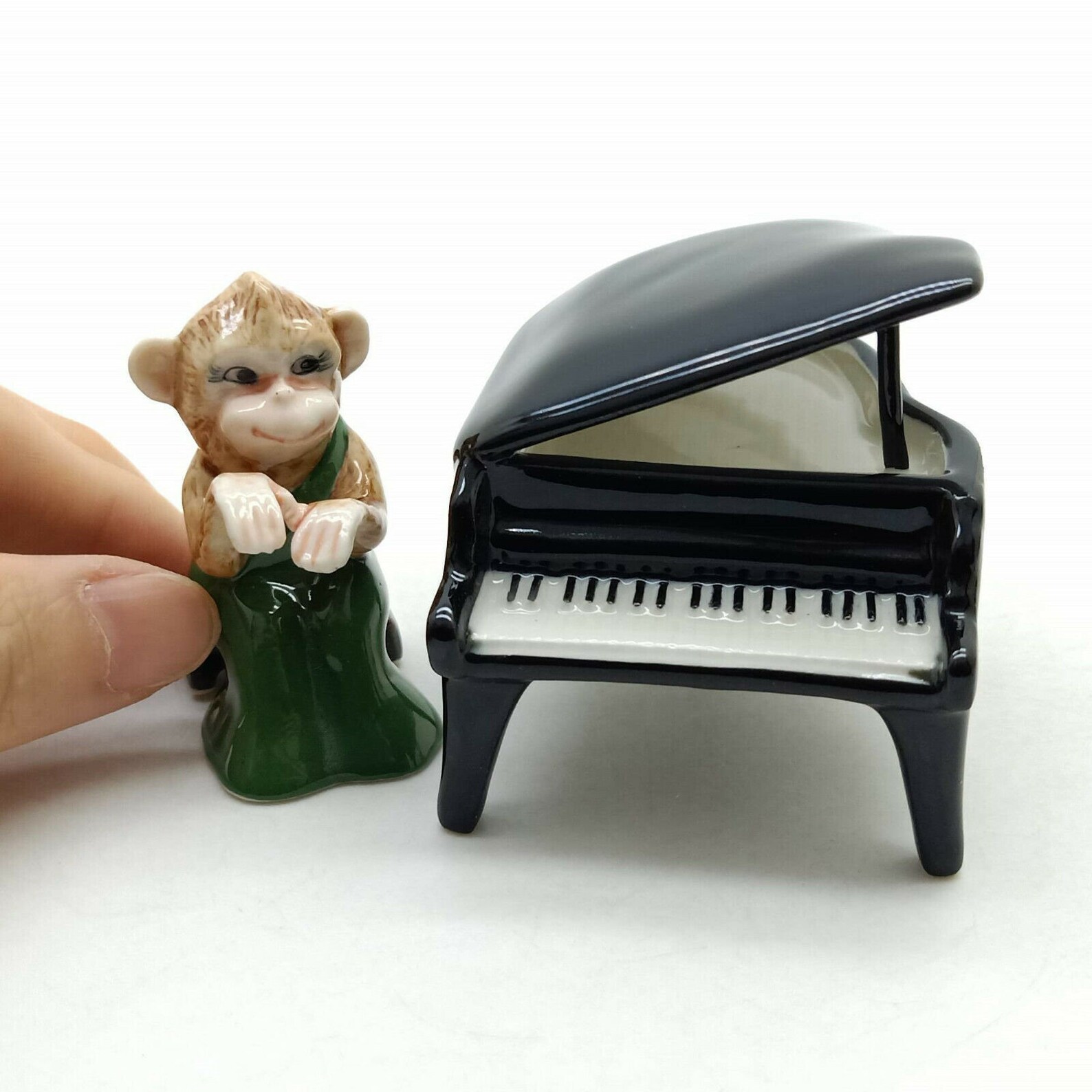 Monkey Figurine Ceramic Playing Piano Animal Statue - Etsy