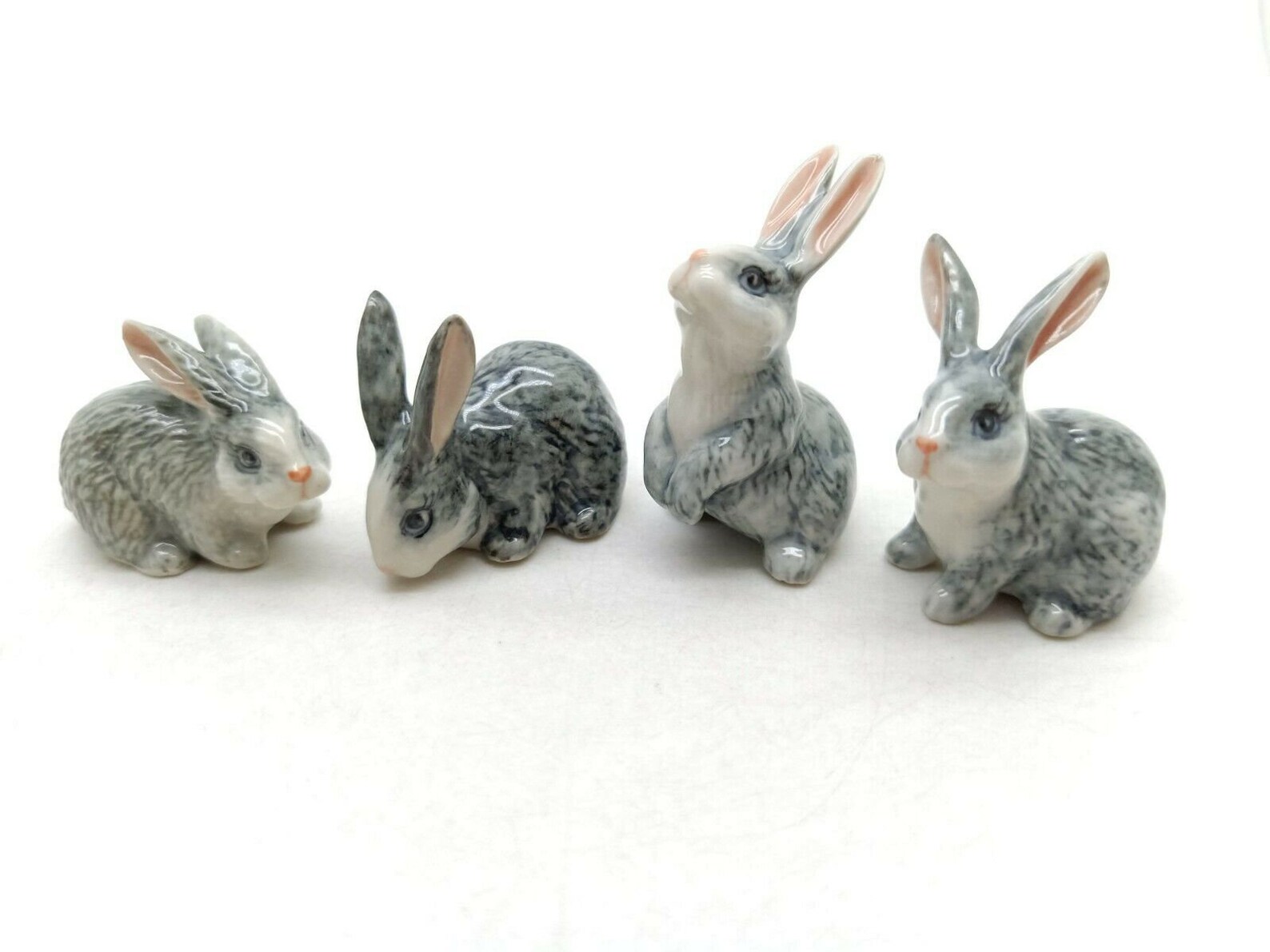 Set of 4 Bunny Rabbit Ceramic Figurine Animal Statue - Etsy