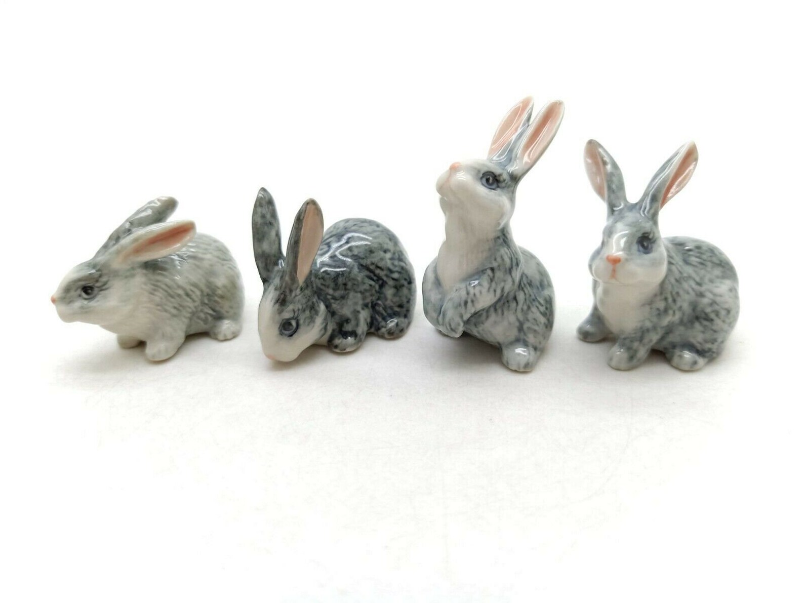 Set of 4 Bunny Rabbit Ceramic Figurine Animal Statue - Etsy