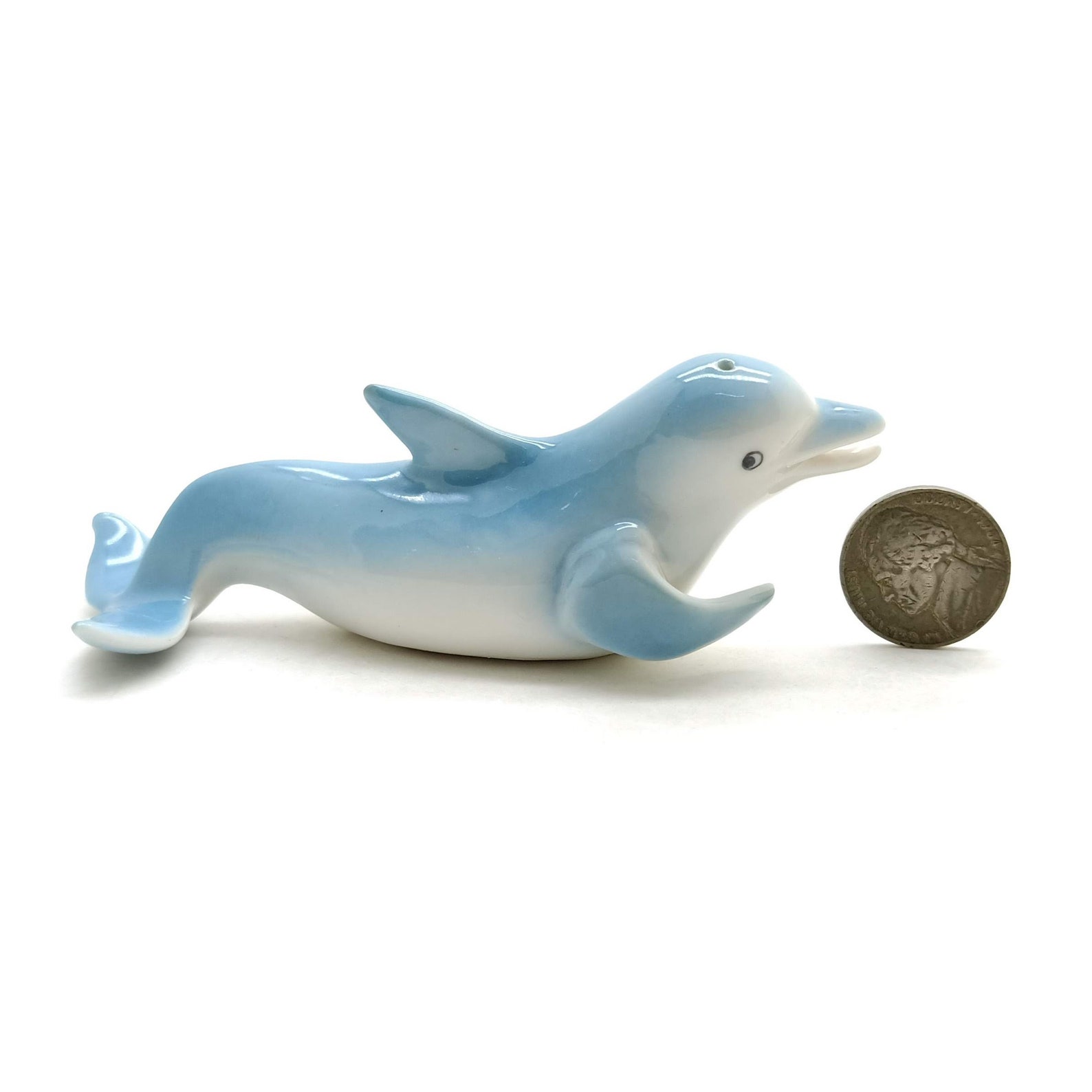 Set of 2 Dolphin Fish Figurine Ceramic Animal Statue Kitchen | Etsy