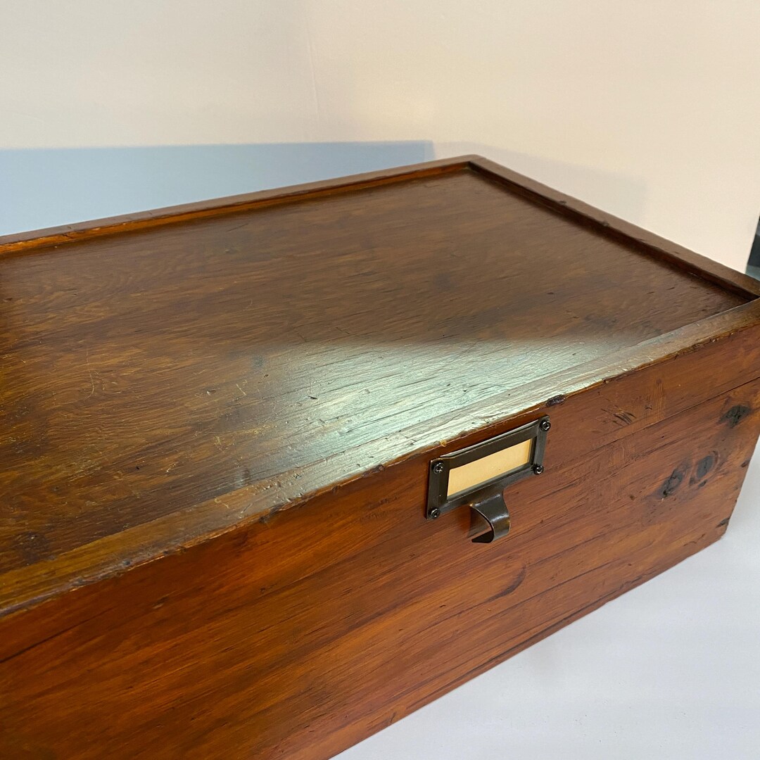Big Vintage Wooden Library Card File Box - Etsy