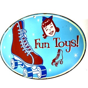 Vintage Reproduction Metal FUN TOYS Roller Skate Sign - Etsy