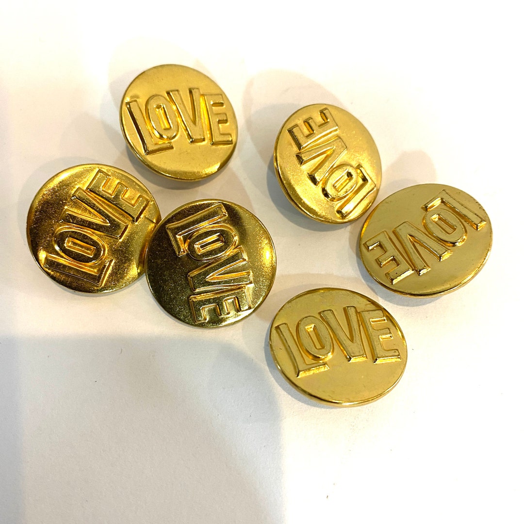 1970s Vintage Brass LOVE Buttons - Etsy