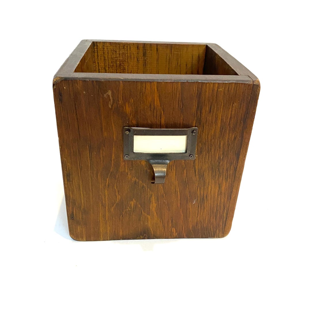 Vintage Wooden Library Card File Box - Etsy
