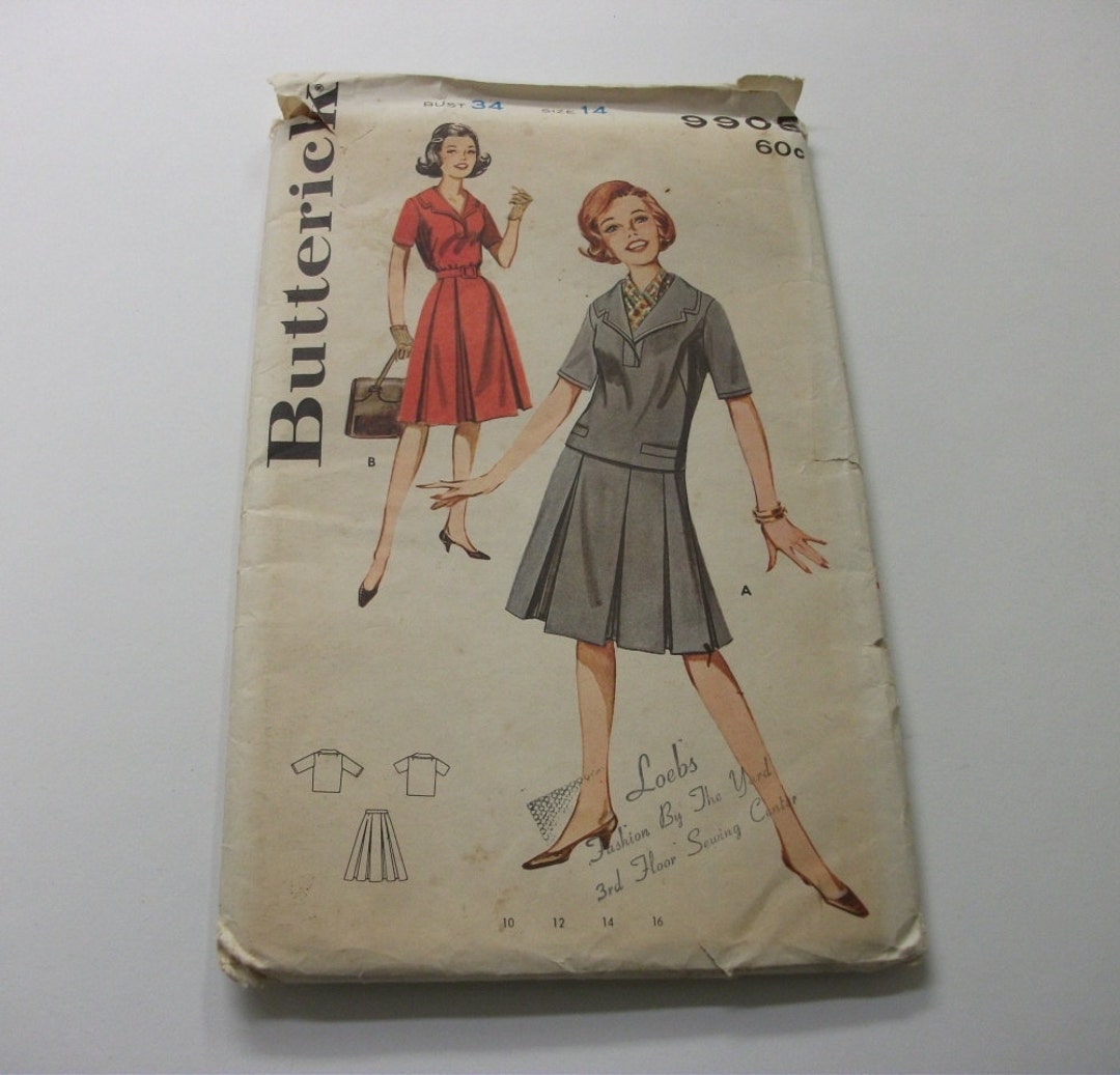 40s Vintage Butterick Dress Pattern 14 - Etsy Sweden