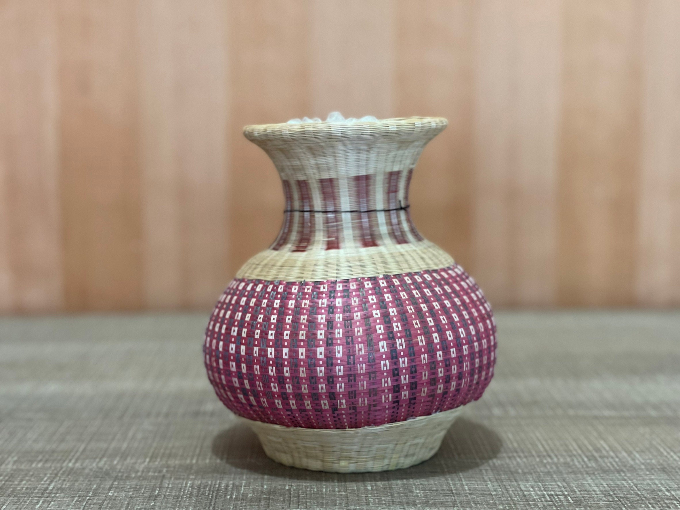 Bamboo Weaving Ceramic Vase | Thai Craft - Etsy