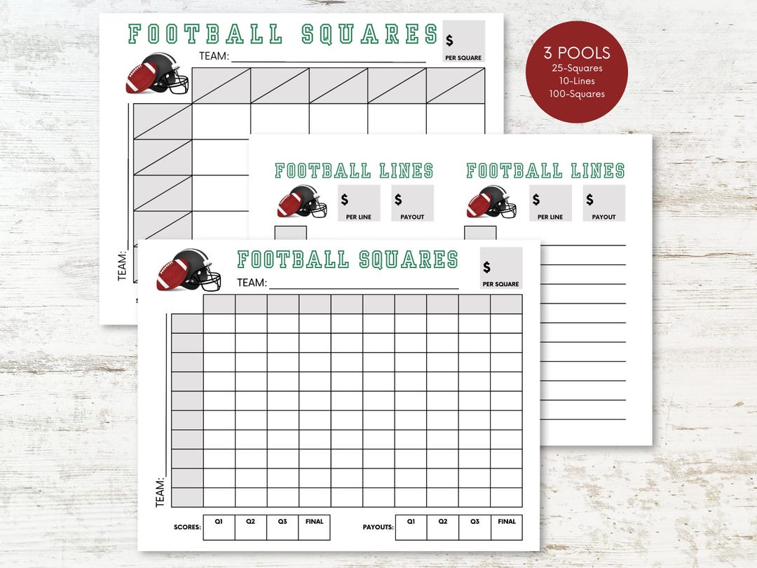 Football Pool Printable Games Bundle, Football Party Games, Football ...