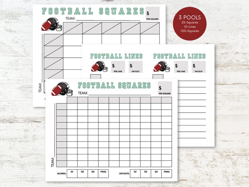 Football Pool Printable Games Bundle, Football Party Games, Football ...
