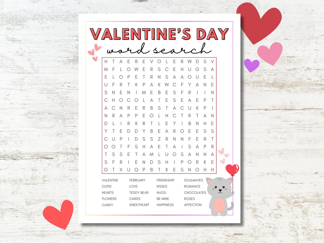 Valentine's Day Word Search Game Printable, Printable Valentines Day ...
