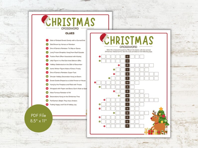 Christmas Crossword Puzzle Game Printable, Christmas Printable Games ...