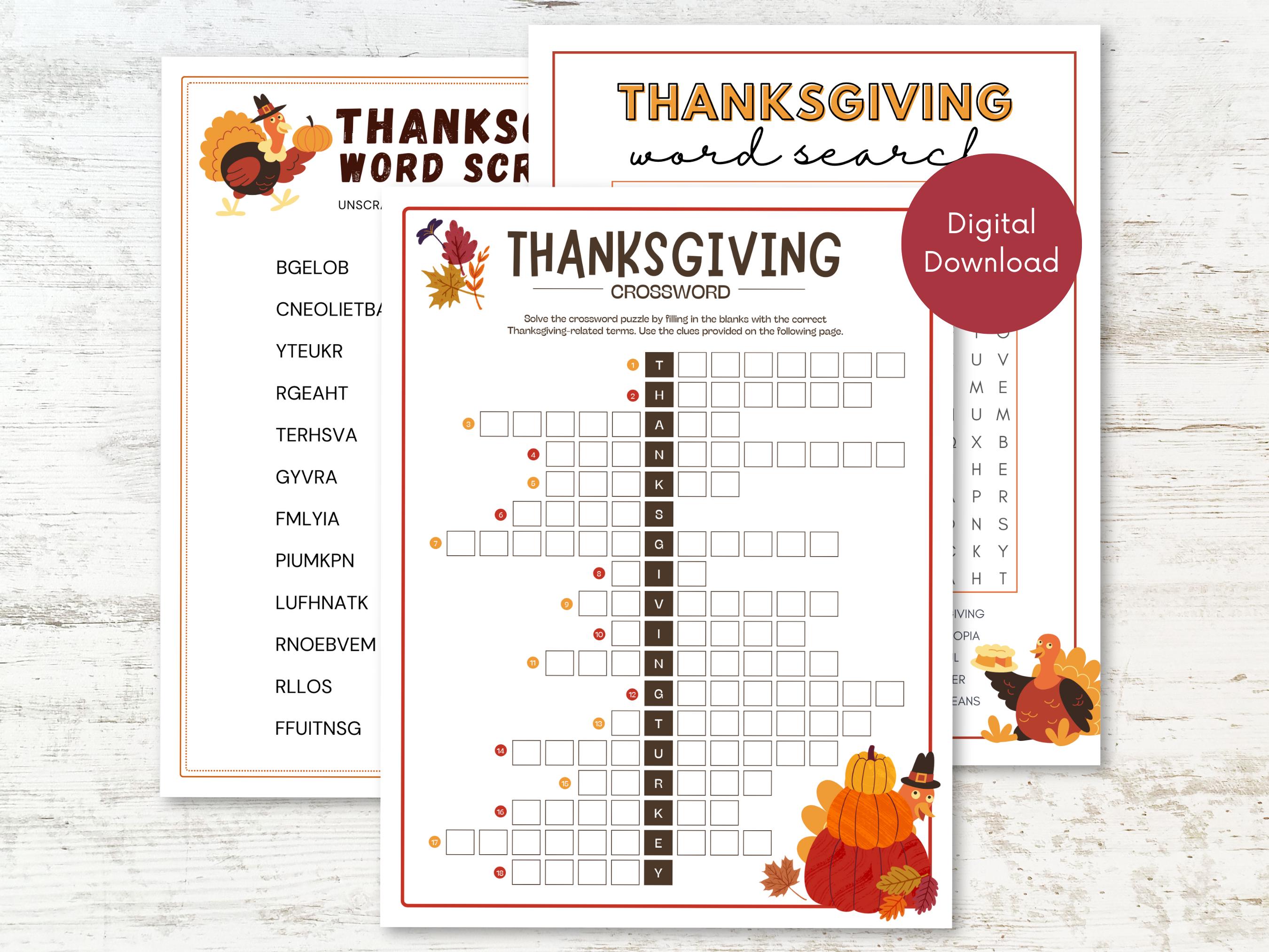 Thanksgiving Printable Games Bundle, Thanksgiving Games Printables ...