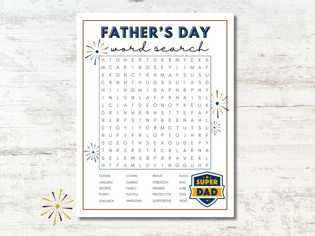 Father's Day Word Search Game Printable, Father's Day Printable Games ...
