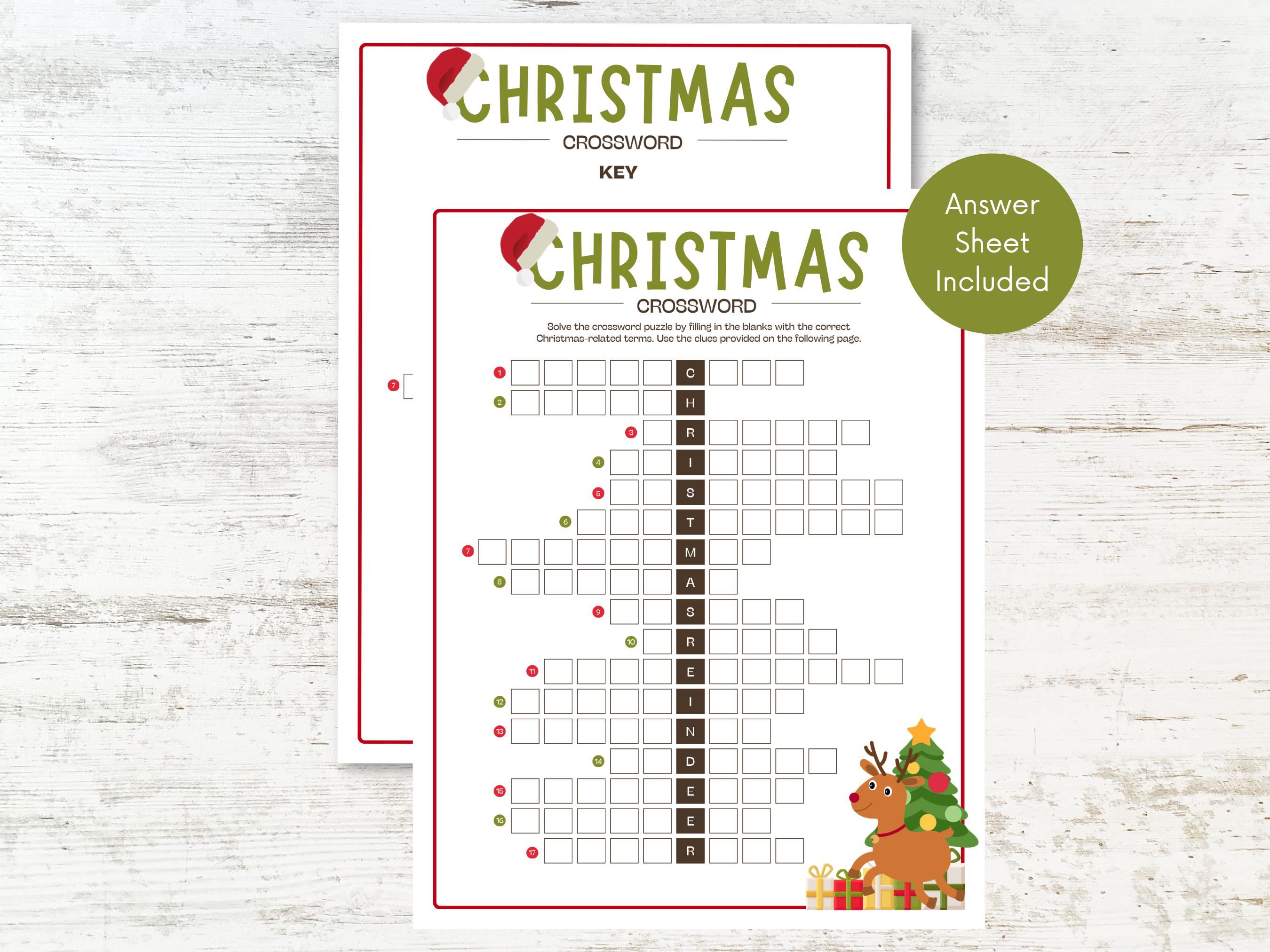 Christmas Crossword Puzzle Game Printable, Christmas Printable Games ...