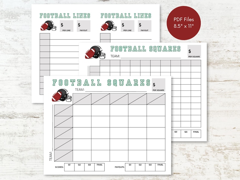 Football Pool Printable Games Bundle, Football Party Games, Football ...