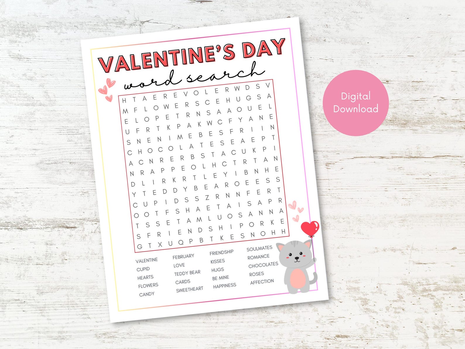 Valentine's Day Word Search Game Printable, Printable Valentines Day ...