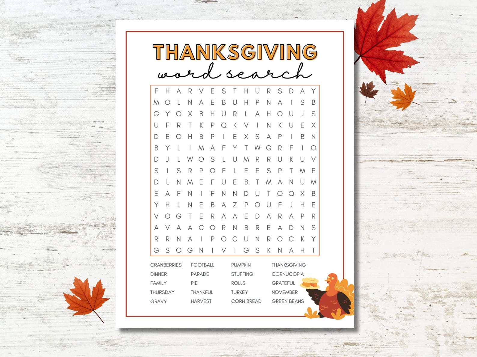 Thanksgiving Word Search Game Printable, Thanksgiving Printable Games ...