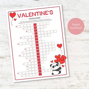 Valentine's Day Crossword Puzzle Game Printable, Valentine's Printable ...