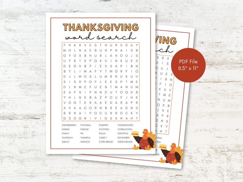 Thanksgiving Word Search Game Printable, Thanksgiving Printable Games ...