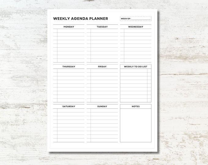 Printable Weekly to Do List, Week Agenda Planner, Printable to Do List ...