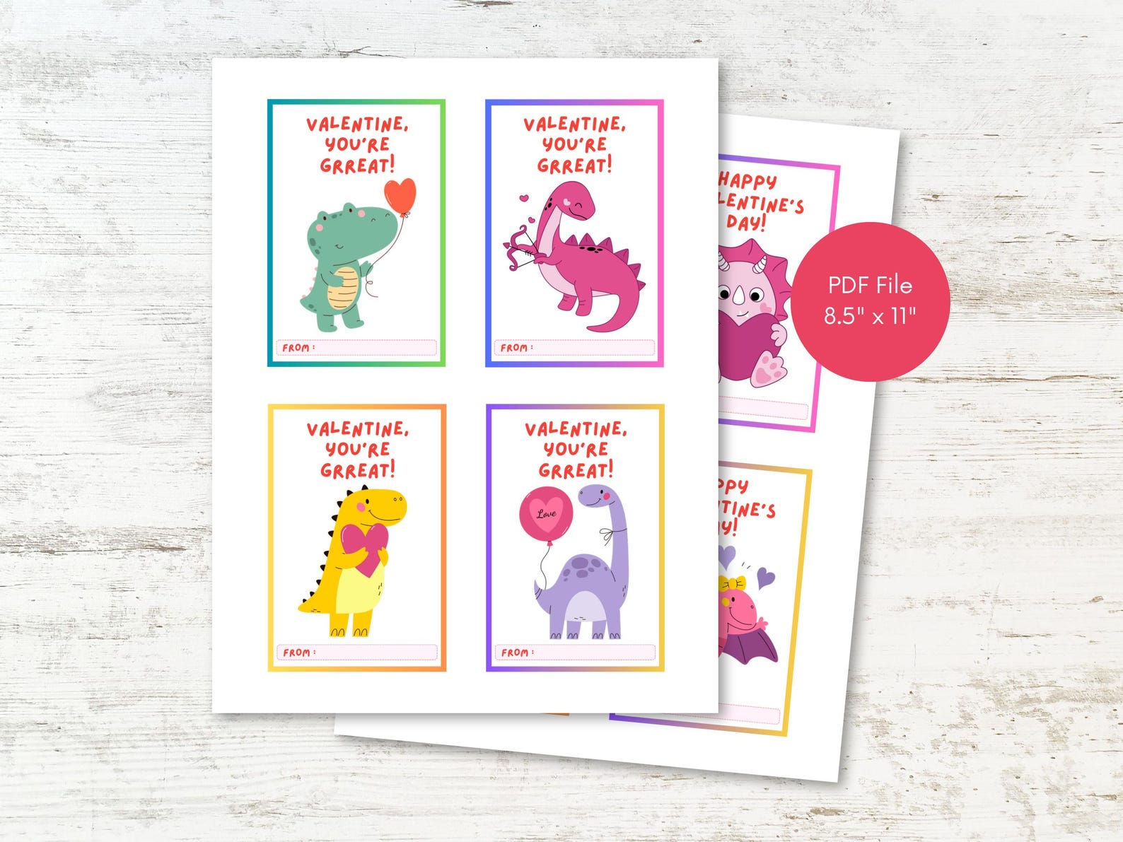Printable Dinosaur Valentine’s Day Cards, Classroom Valentine’s Day ...