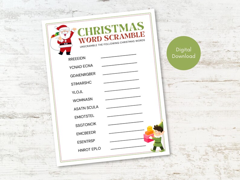 Christmas Word Scramble Game Printable, Christmas Printable Games ...